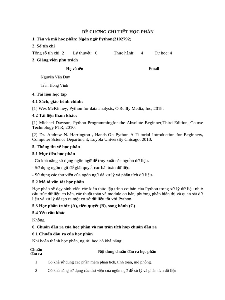 Ngon Ngu Python de Cuong Chi Tiet | PDF