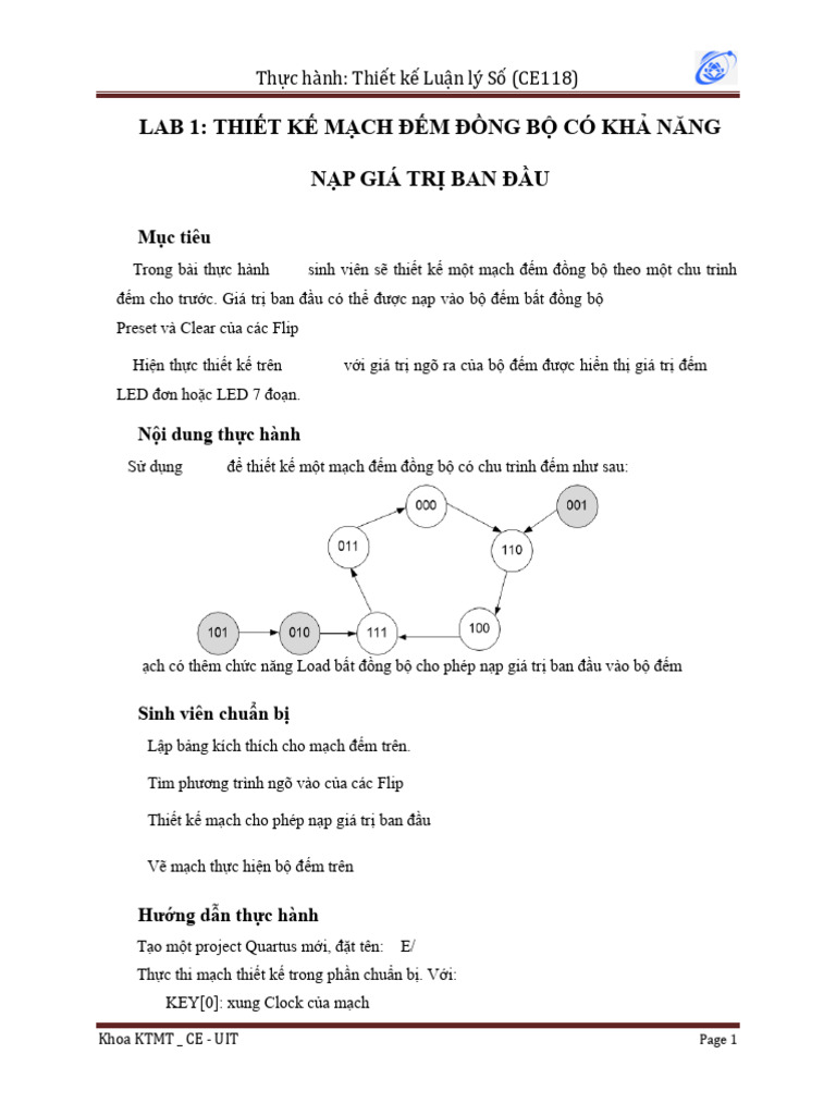 Lab1 - Mach Dem Nap Gia Tri Ban Dau | PDF