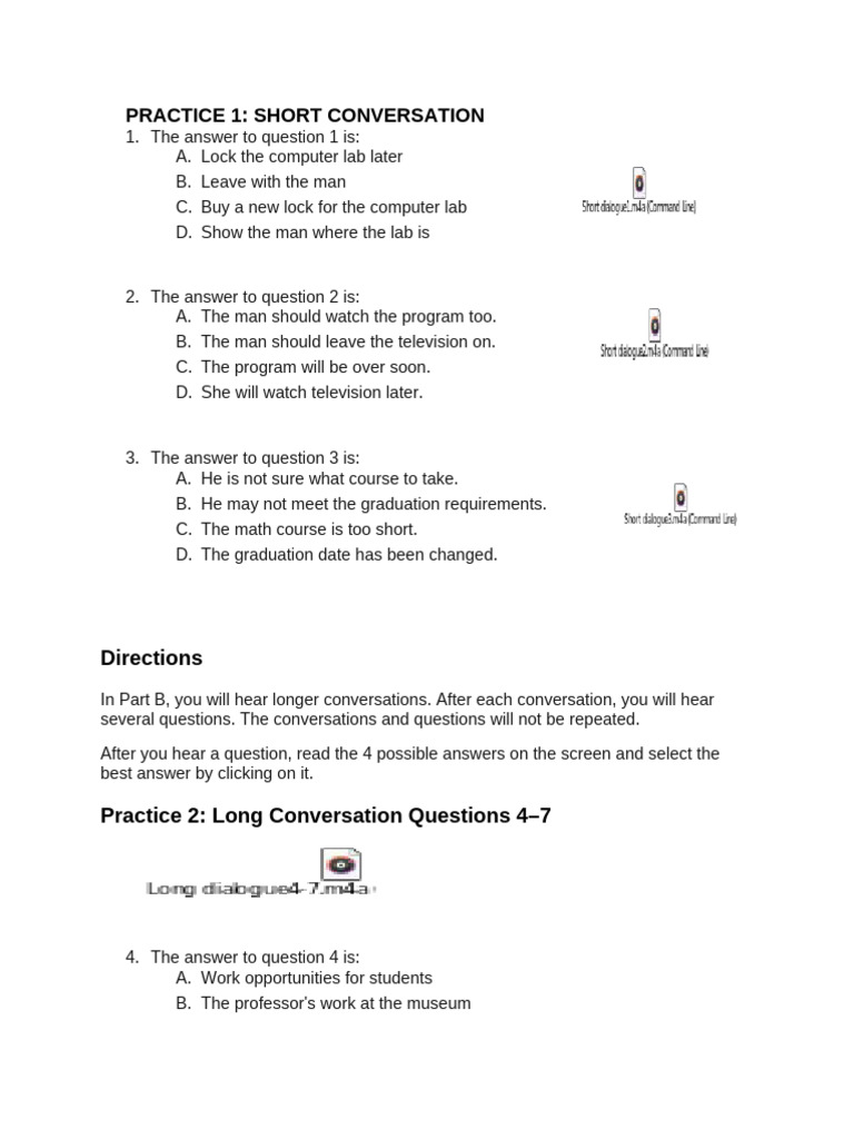 Listening Practice 1 - Eldiru | PDF