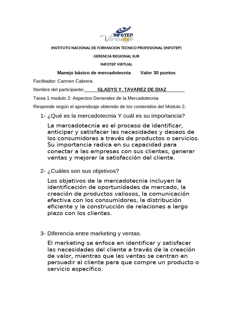 Tarea 1 Modulo 2 Aspectos Generales de La Mercadotecnia | PDF