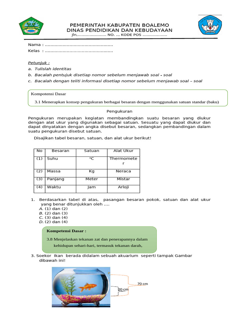Soal Us Ipa SMP T.P 2021-2022 | PDF