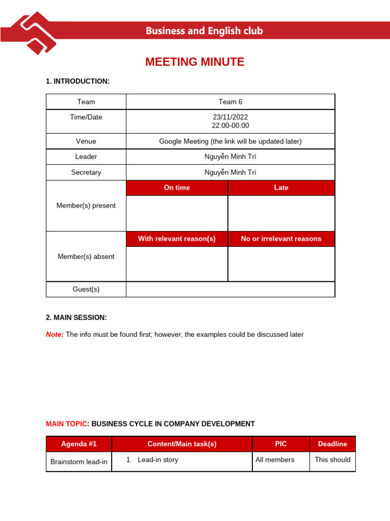 Business Cycle Meeting Minutes | PDF | Business Cycle | Economies