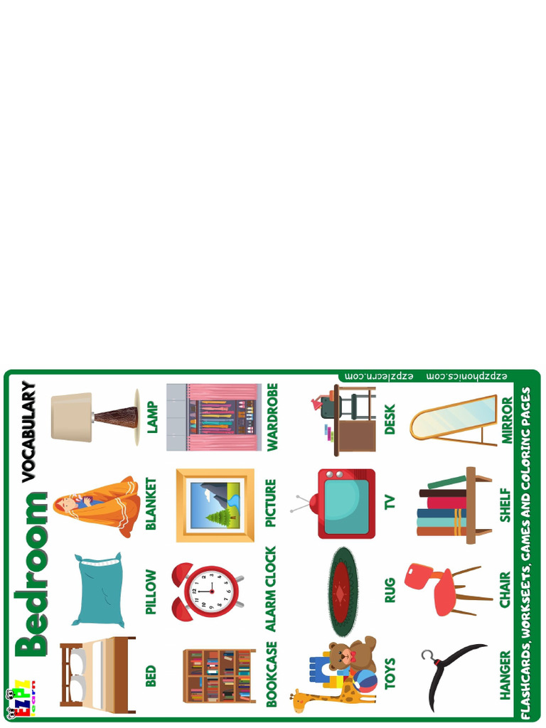 Bedroom Vocabulary Free English Vocabulary Resources Flashcards ...