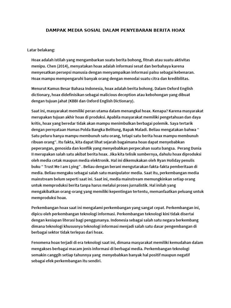 Dampak Media Sosial pada Penyebaran Hoax | PDF | Politics | Social Science