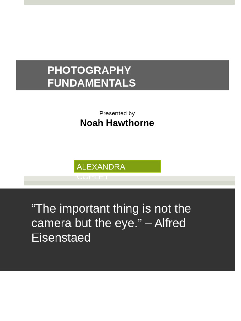 Photography Fundamentals Slideshow | PDF | Shutter Speed | Technology ...