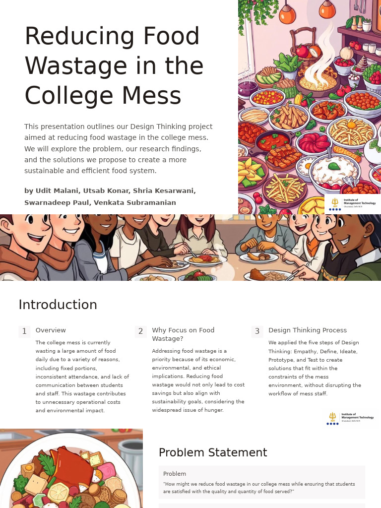 Reduce Food Waste in College Mess | PDF | Meal | Self-Improvement