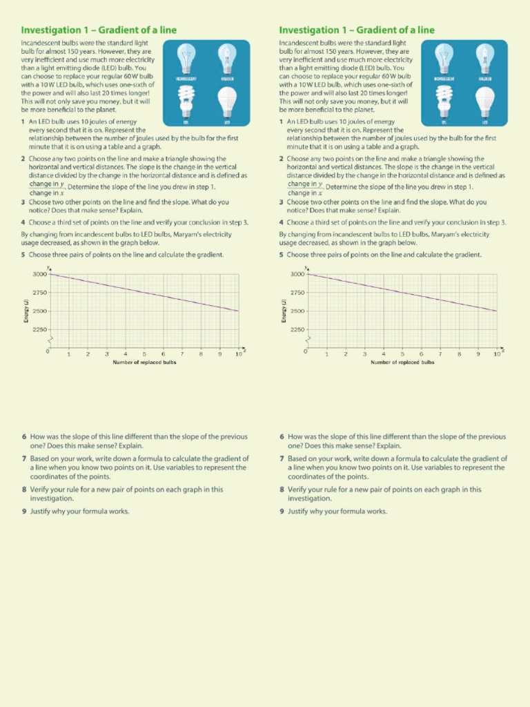 MYP - Y3 - U3 - Investigation 1 - Gradient of A Line | PDF