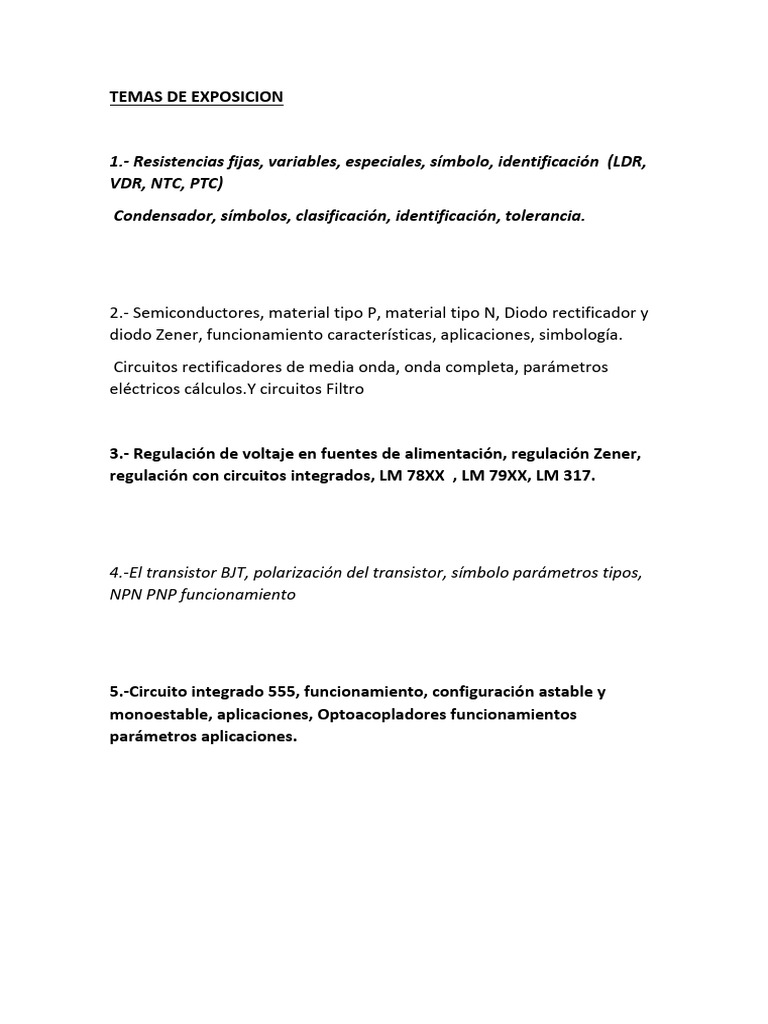 Temas de Exposicion | PDF | Rectificador | Transistor