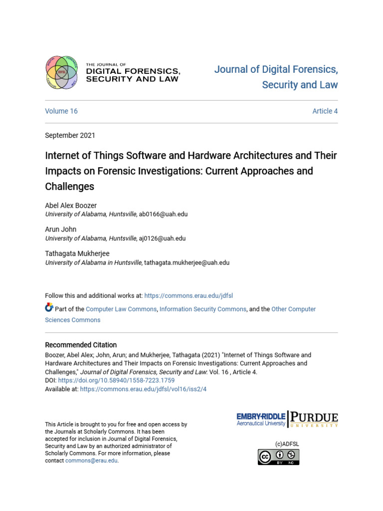 Internet of Things - Architectures Forensic Approaches and Challenges | PDF