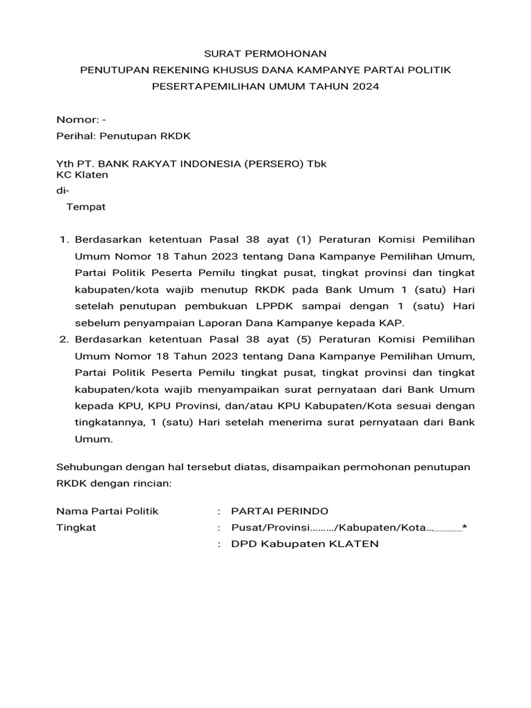 RKDK Permohonan Penghapusan | PDF