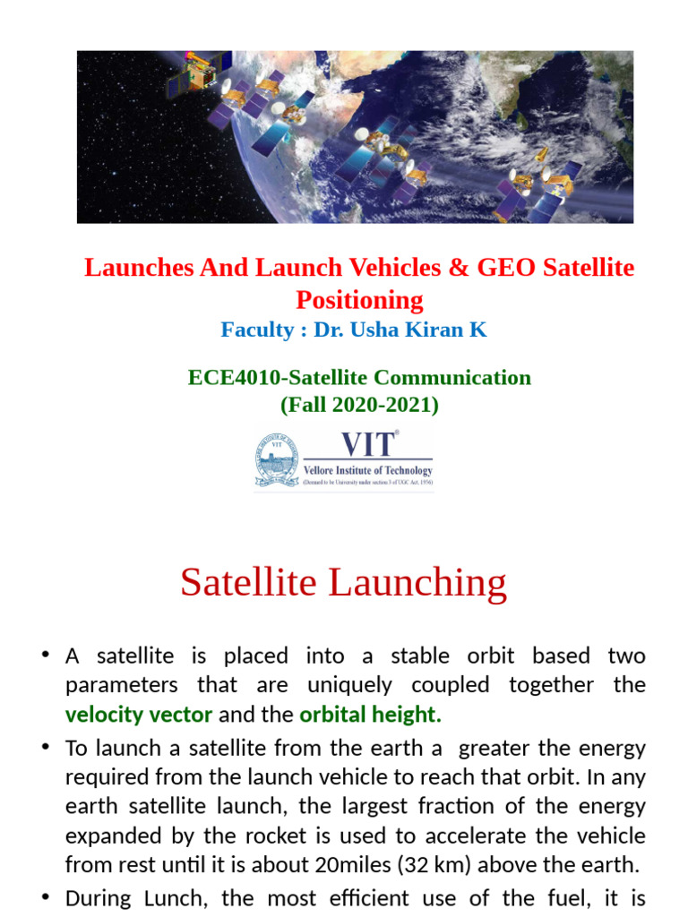 ECE4010-Module2 - LAUNCHES AND LAUNCH VEHICLES-Geo Stationary Satellite Positioning | PDF