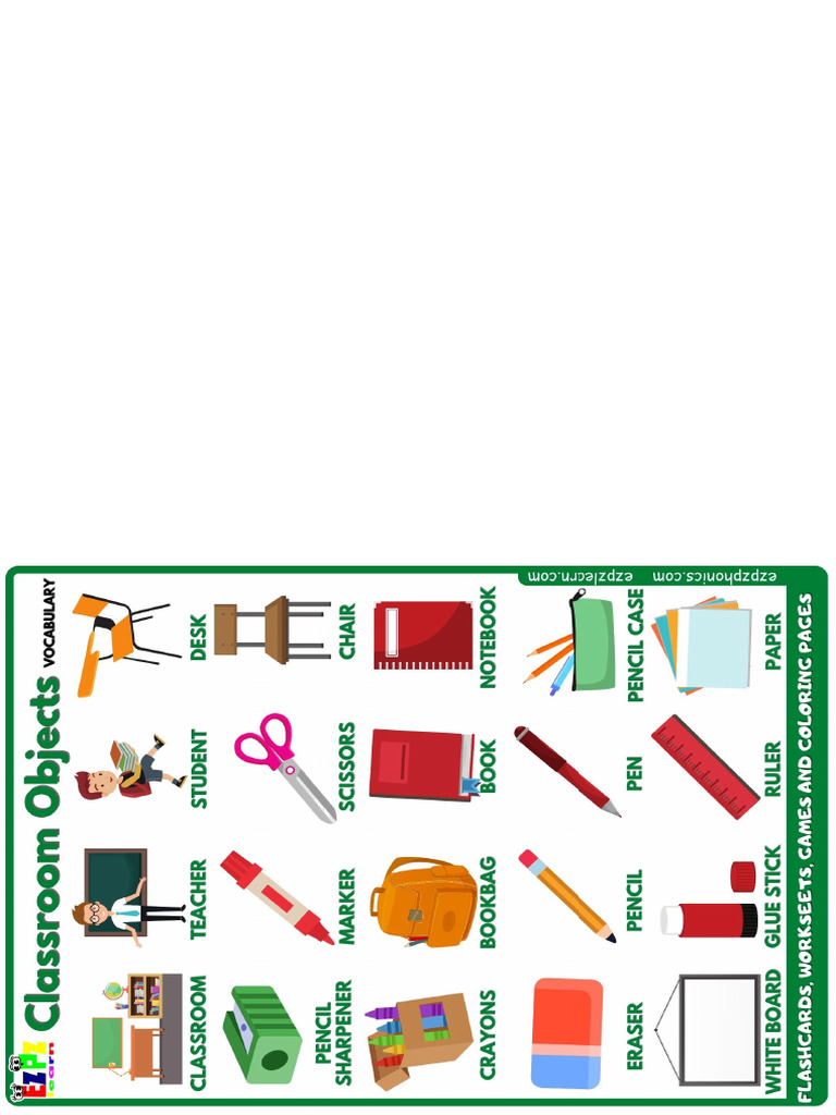 Classroom Objects Vocabulary Free English Vocabulary Resources ...