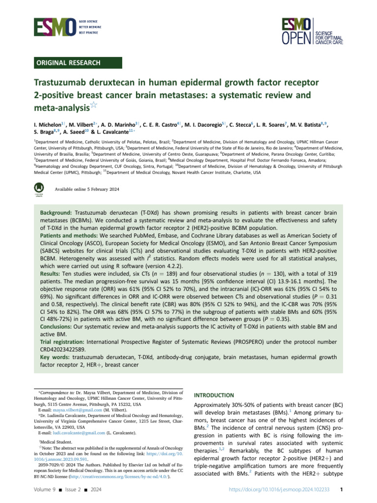Trastuzumab Deruxtecan in Human Epidermal Growth Factor Receptor 2-Positive Breast Cancer Brain ...