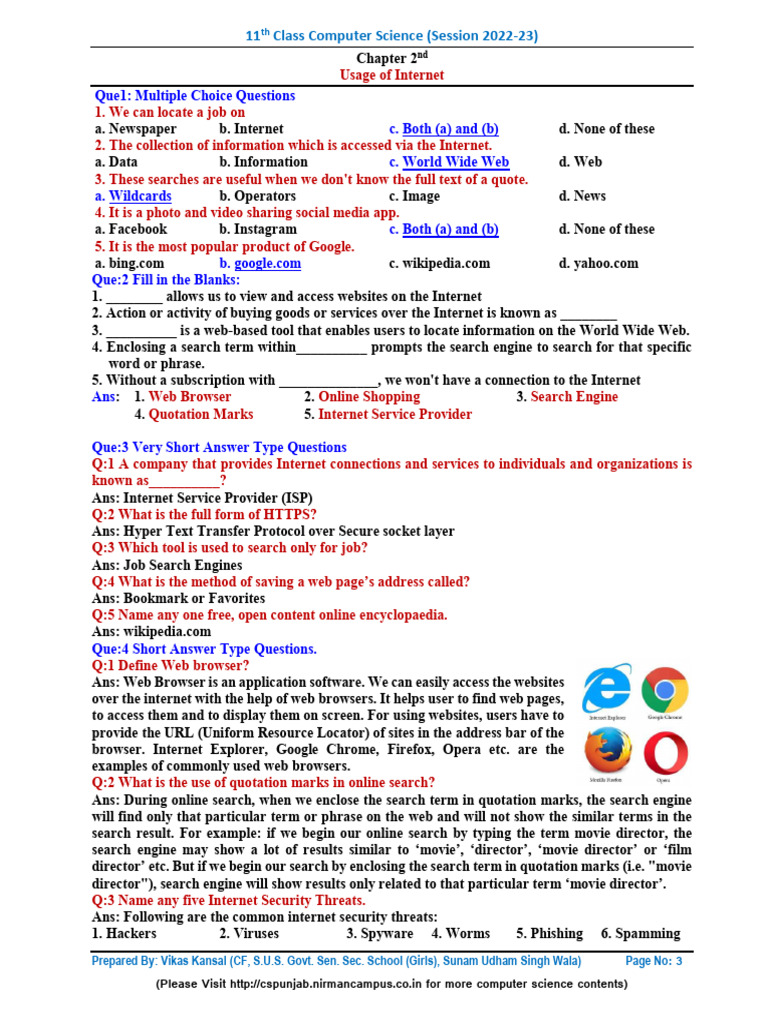 11 Class Computer Science (Session 2022-23) | PDF