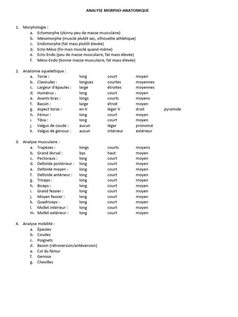 Analyse Morpho-Anatomique | PDF