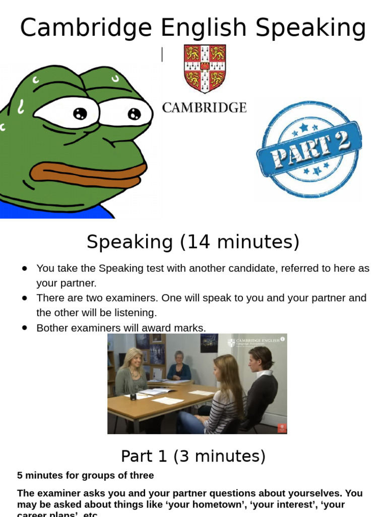 Cambridge English Speaking Exam Part 2 | PDF