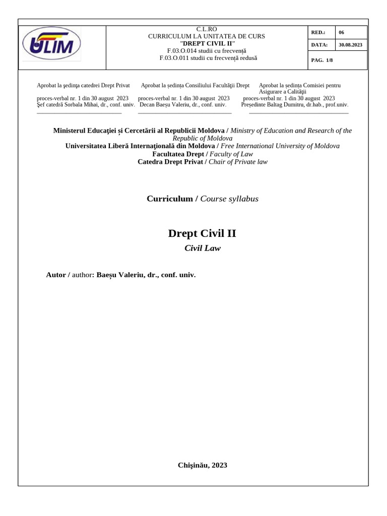 DR - Civil II Curriculum ROM | PDF