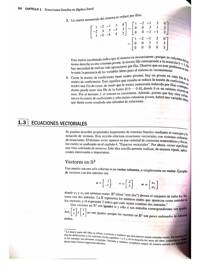 Lay David Algebra Lineal y Sus Aplicaciones - Capítulos 1 y 4 | PDF