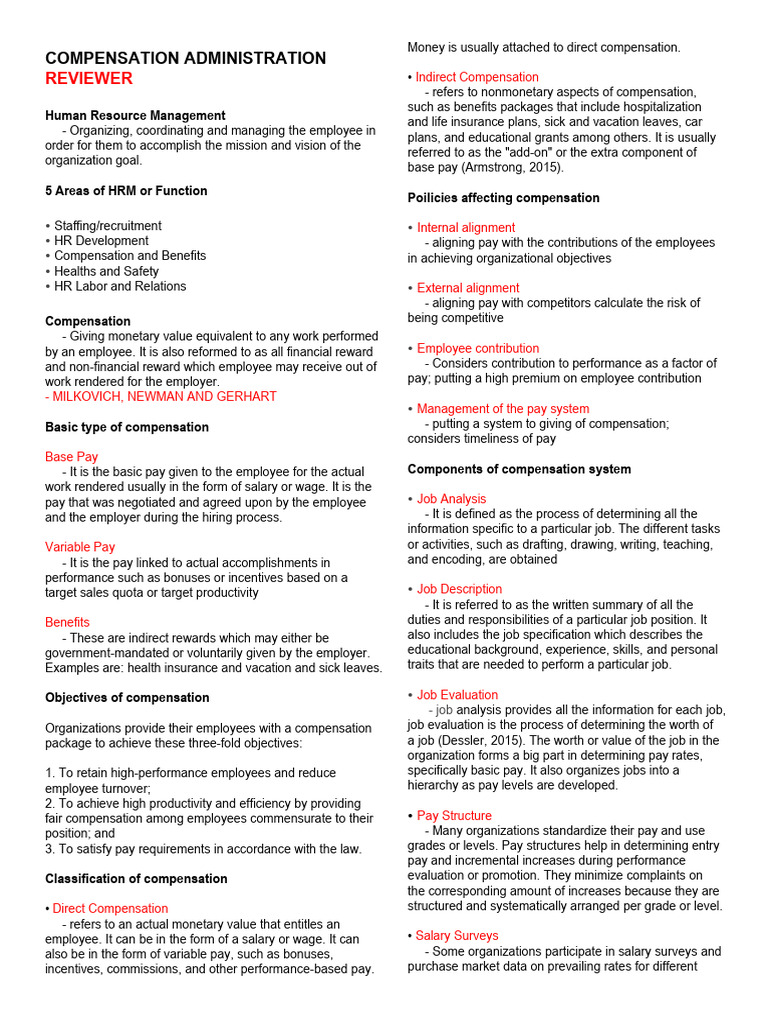 Compensation Administration Reviewer | PDF | Employment | Finance ...