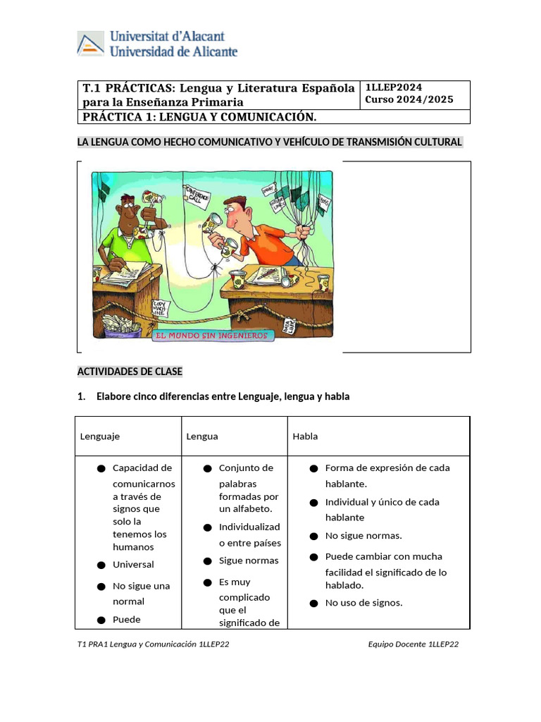 Práctica 1 de Lengua | PDF