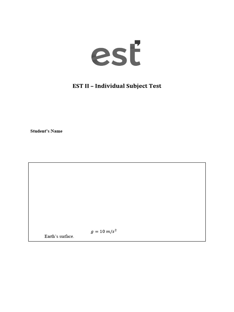 EST 2 Physics - Test Sample 2 | PDF