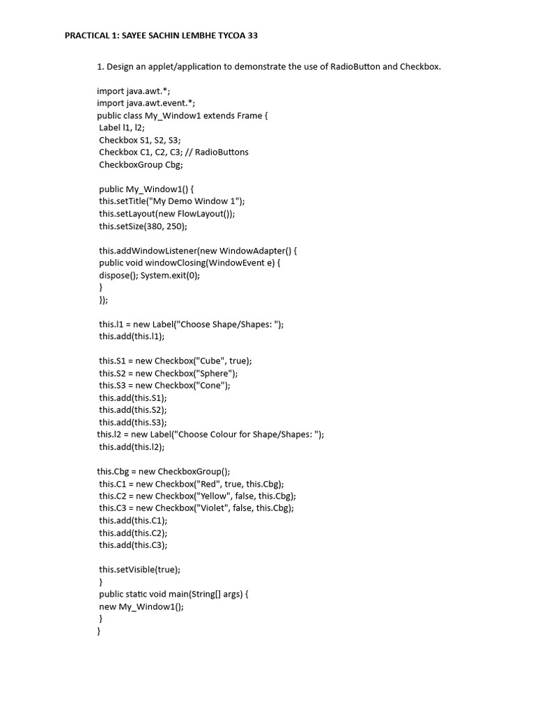 Practical 1 | PDF
