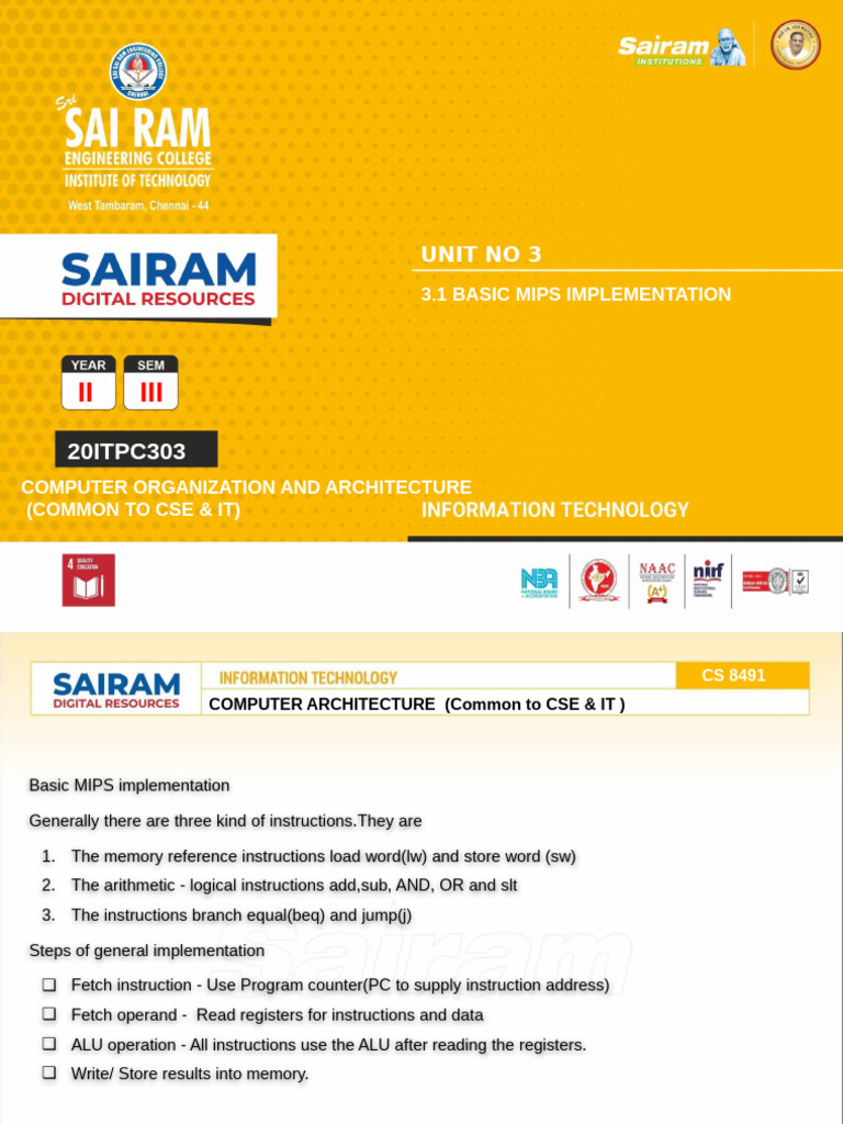 3.1 Basic MIPS Implementation | PDF