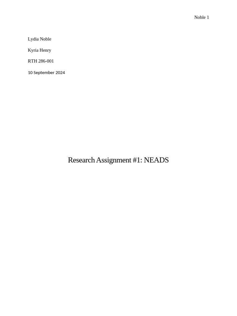 NEADS Research Assignment - Lydia Noble | PDF