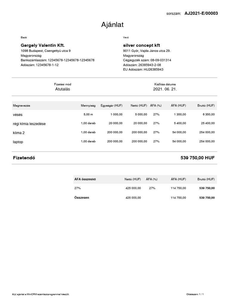 Ajanlat 28457 Aj2021 e 00003 | PDF