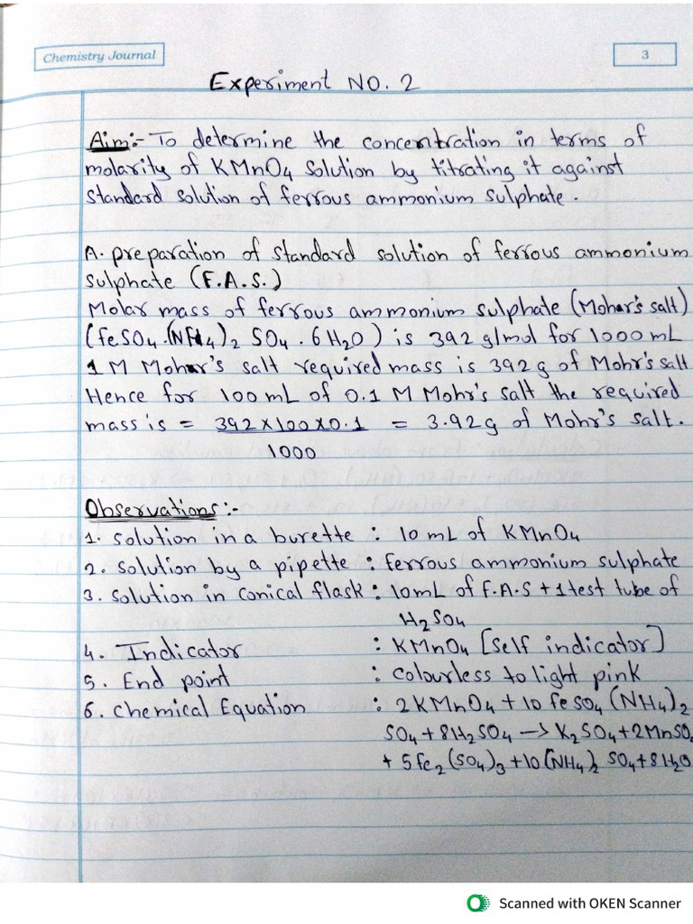 Chemistry Practicals 2024-25 | PDF