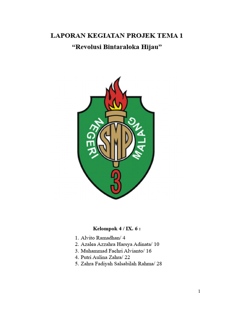 Laporan Kegiatan Projek Tema 1 | PDF