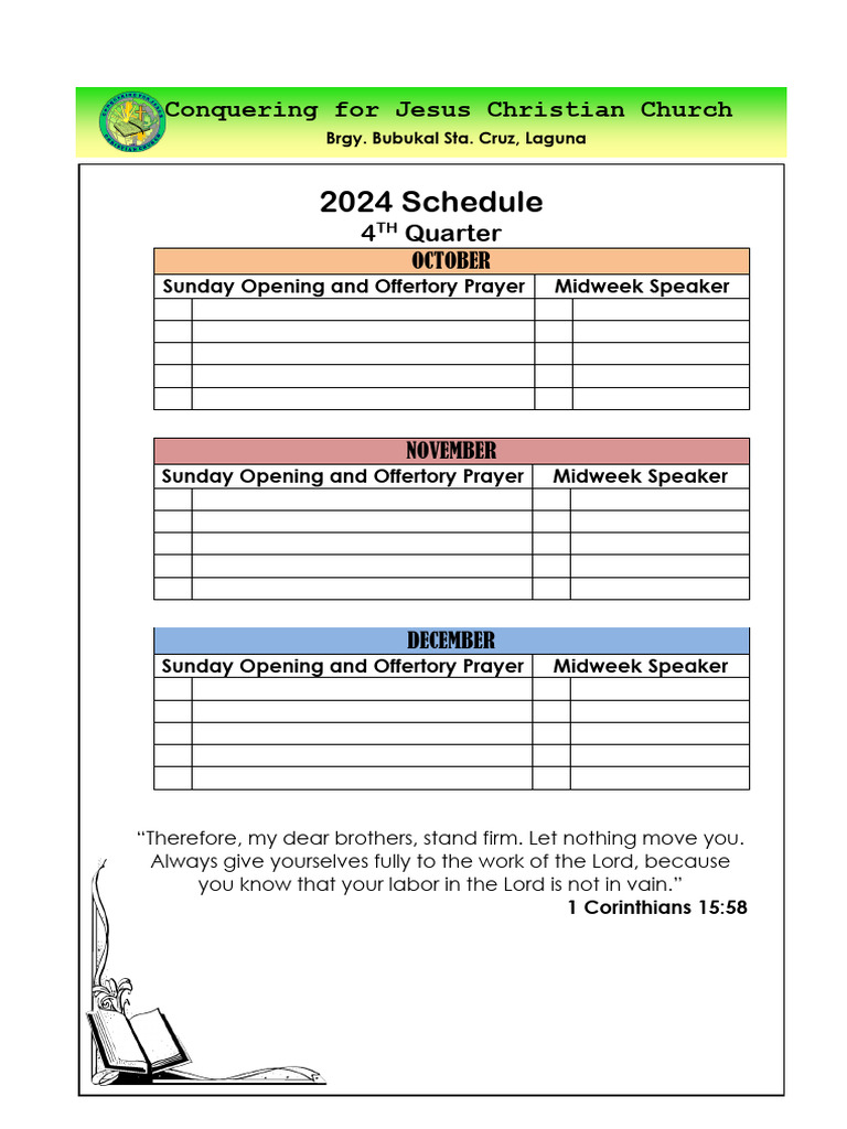 2024 4TH QTR CJCC Schedule | PDF