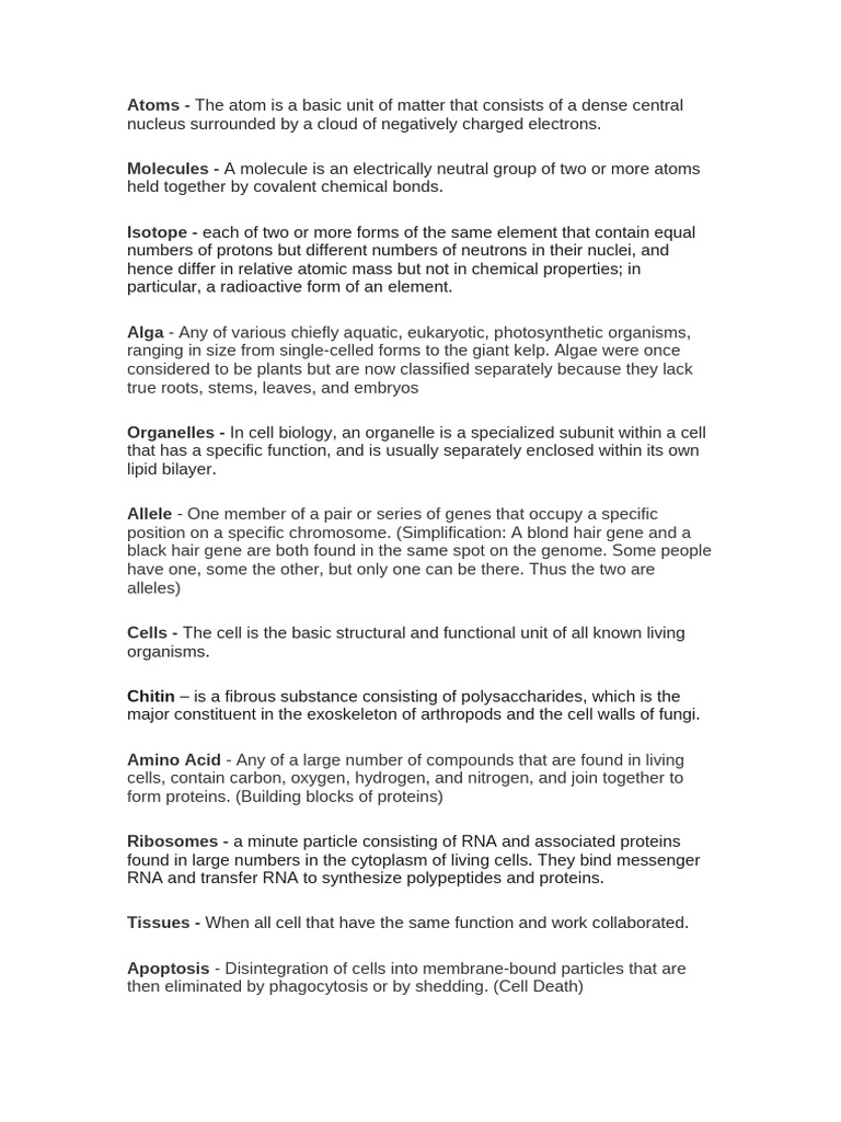 Basic Biology Terms | PDF
