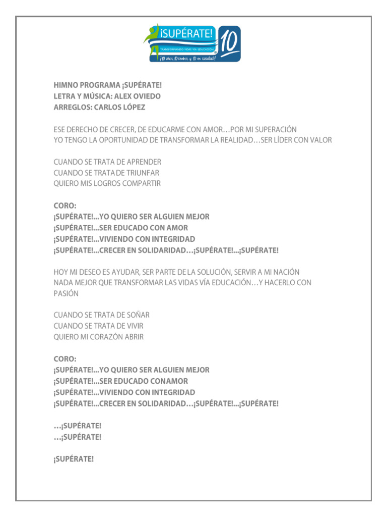 Himno Superate Final | PDF