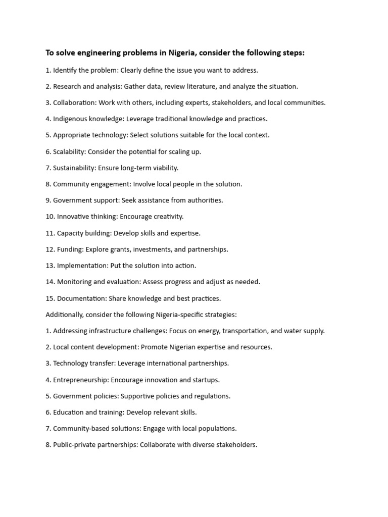How To Solve Engineering Problems in Nigeria | PDF | Business