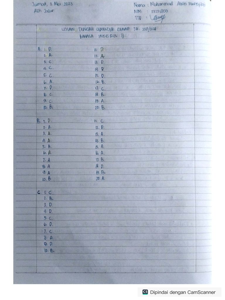 Muhammad Ahsin Murofiqi - 23251809 - UTS Bahasa Inggris II | PDF