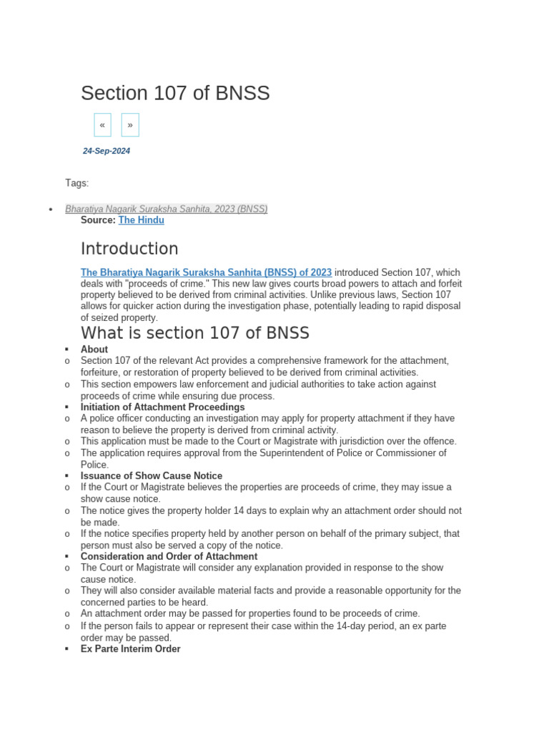 Section 107 of BNSS | PDF