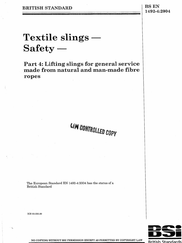 BS 1492 2004 Textile Slings | PDF