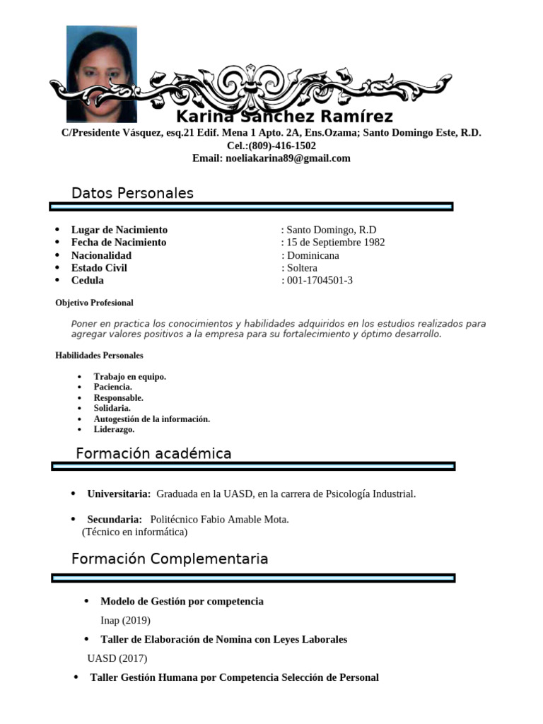 Karina Sanz Ramírez CV | PDF