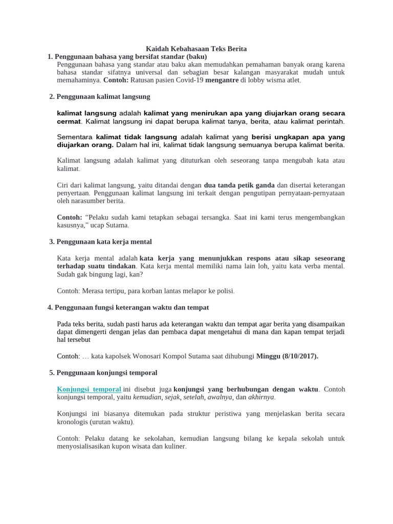 Kaidah Kebahasaan Teks Berita | PDF