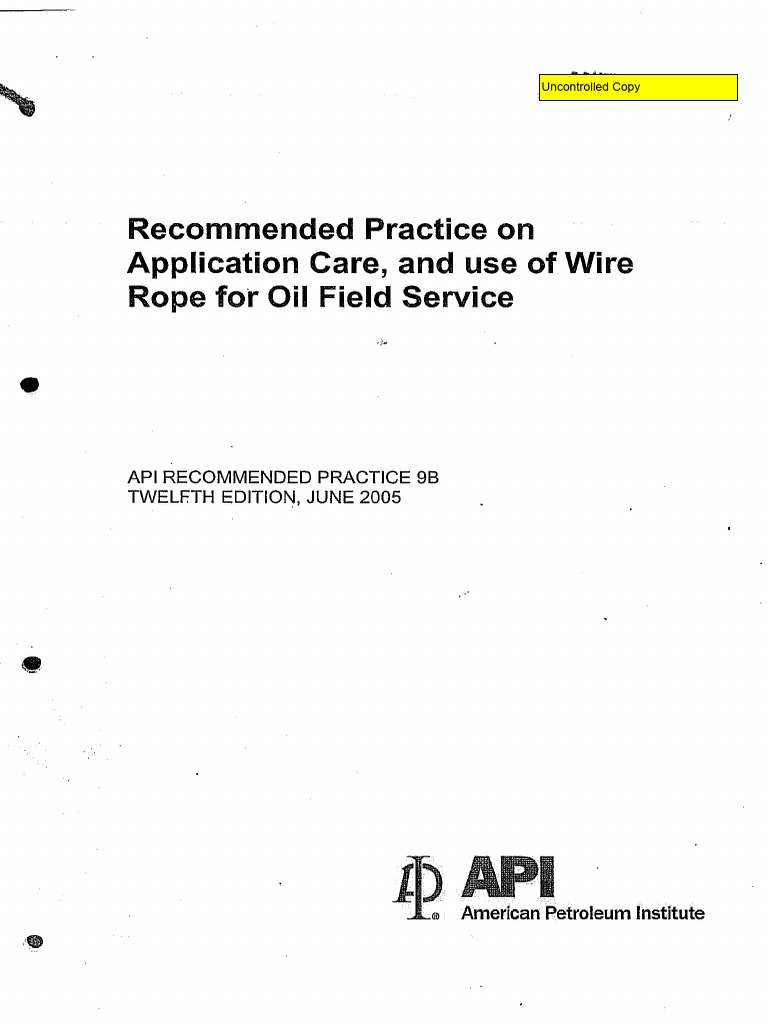 API RP9B 2005 Extracts Wire Rope and Sheaves | PDF