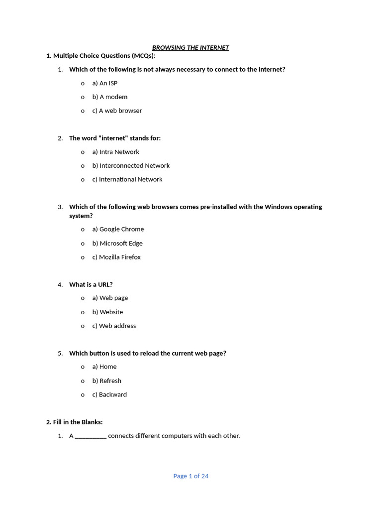 cLASS 4 COMPUTER sCIENCE qUESTIONS | PDF