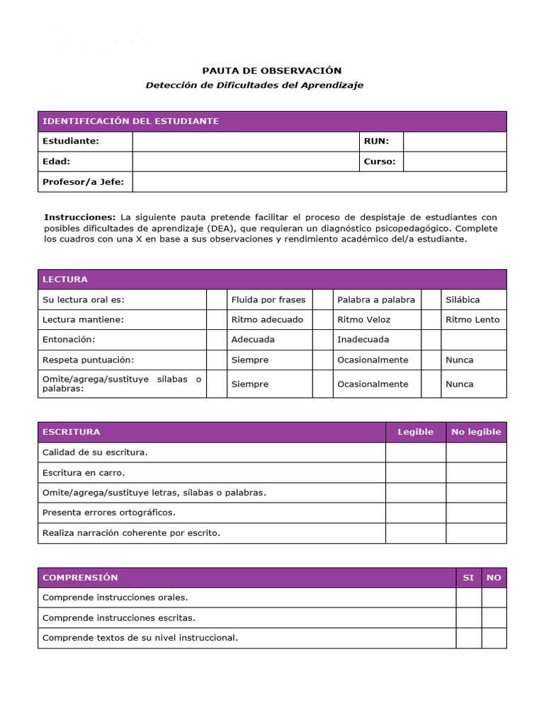 Pauta de Deteccion DEA | PDF