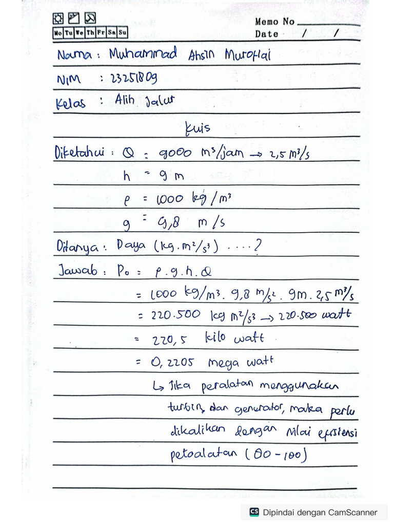 Muhammad Ahsin Murofiqi - Kuis Fisika Lingkungan | PDF