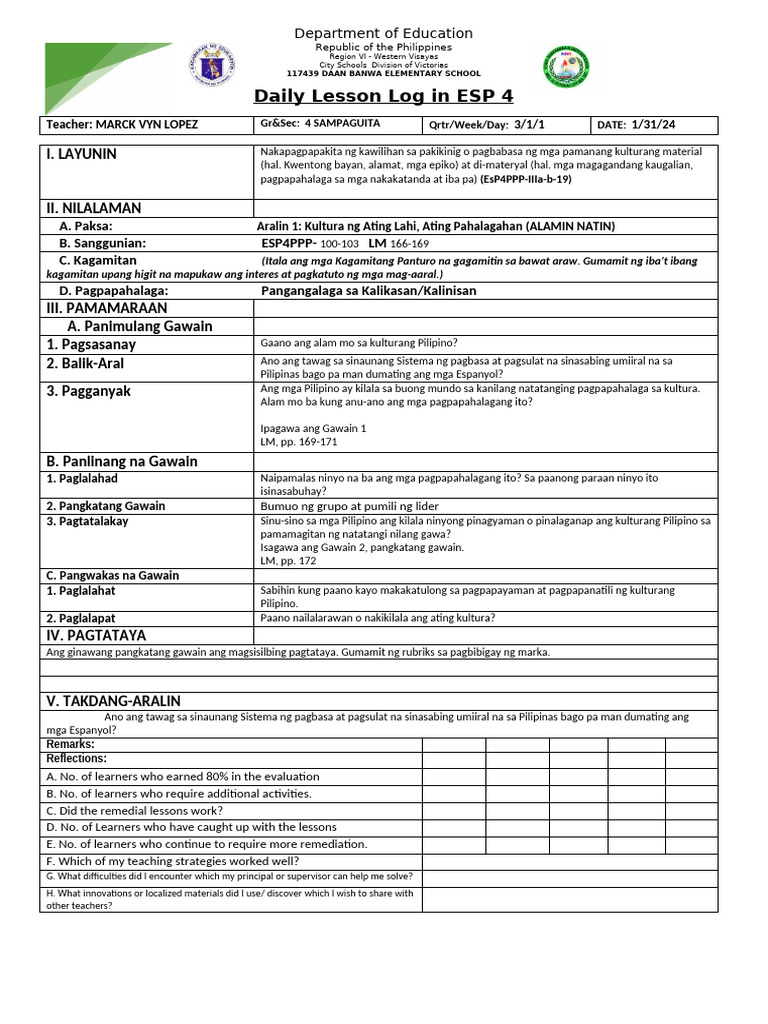 Esp Plan 3rd Quarter | PDF