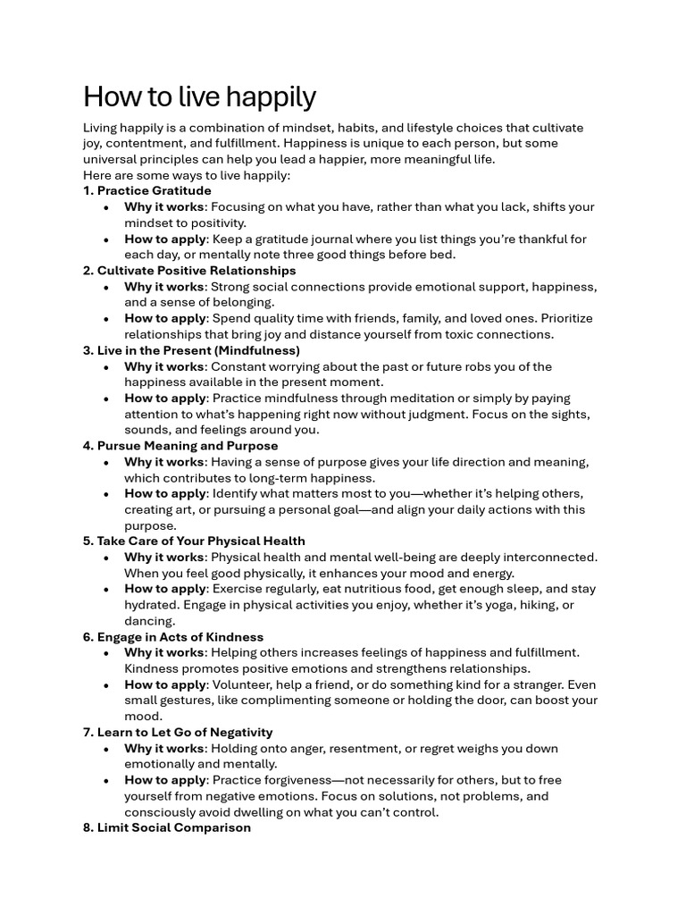 How To Live Happily | PDF