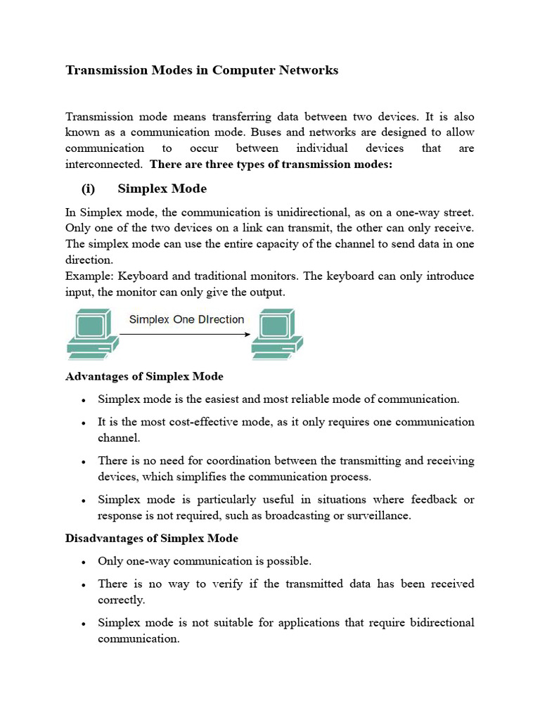 Transmission Modes in Computer Networks | PDF