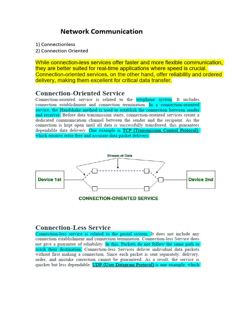 Network Communication - Connectionless and Connection Oriented | PDF