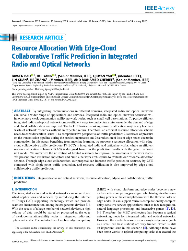 Resource Allocation With Edge Cloud Collaborative Traffic Prediction In