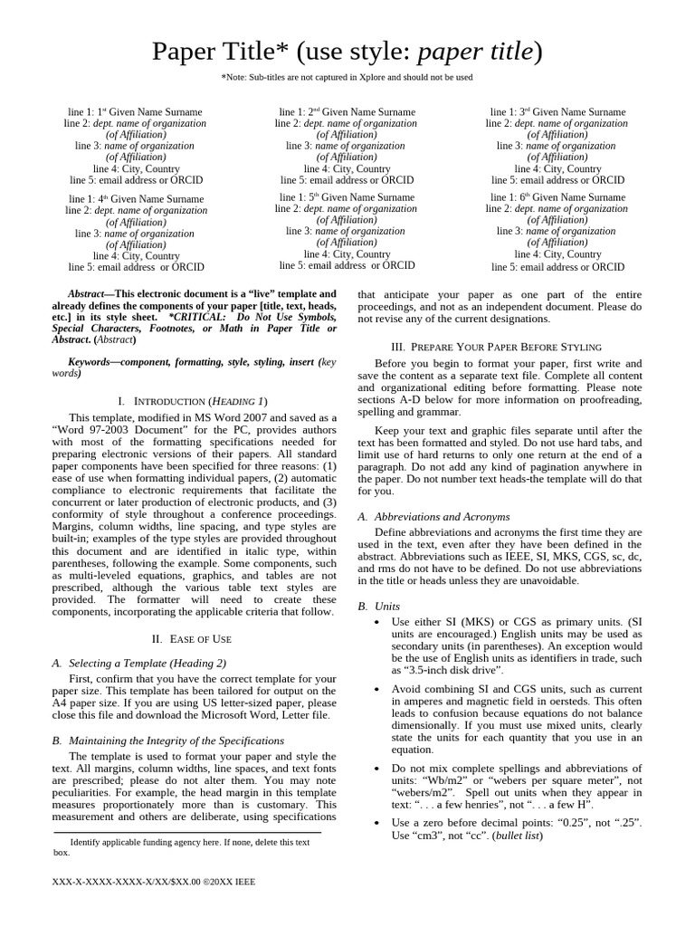 Sample Ieee Format Template | PDF